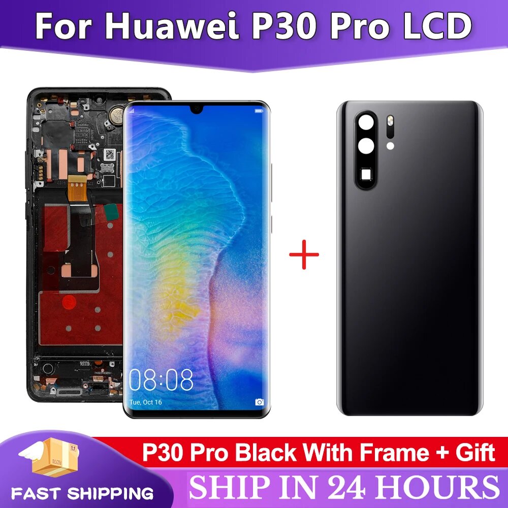 6,47 "для Huawei P30 Pro ЖК-дисплей с цифровым преобразователем сенсорного экрана Black Frame Cover