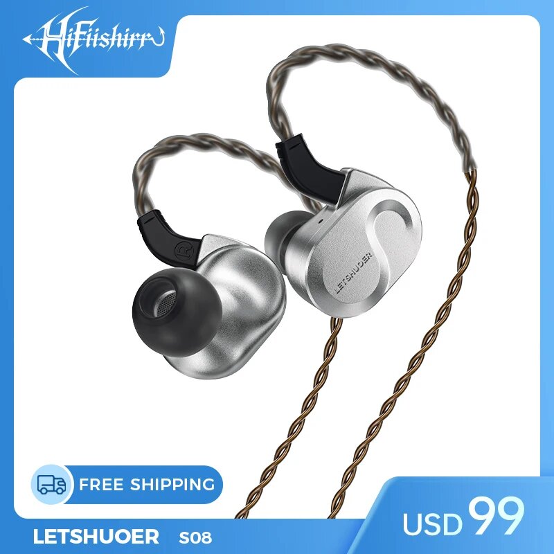 Letshuoer S08 наушники-вкладыши, Серебристый