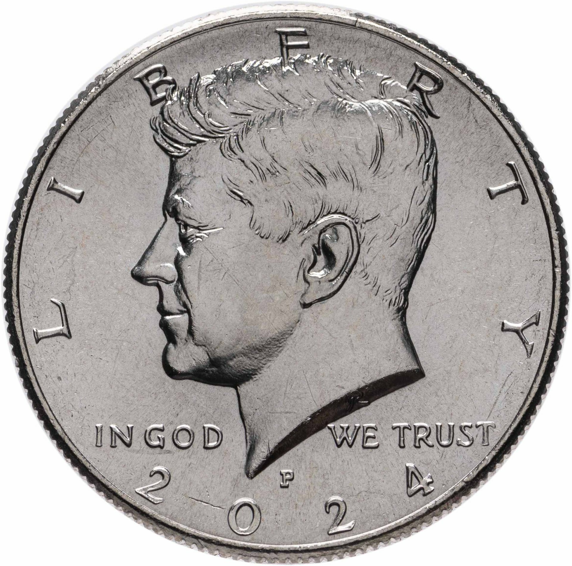 США 50 центов 1/2 доллара, half dollar 2024 P "Kennedy Half Dollar Кеннеди", Мельхиор медь-никель, в сохранности UNC