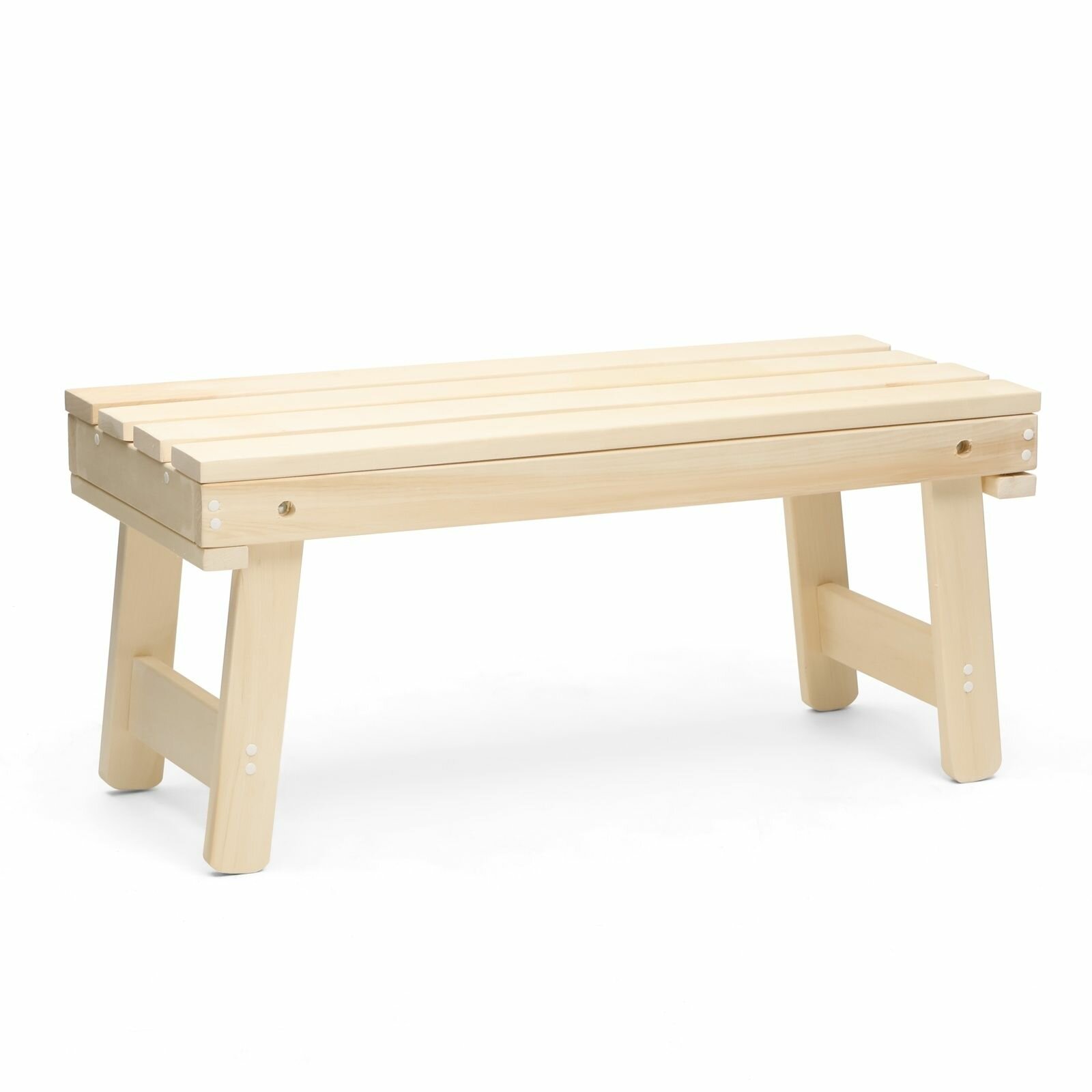 Лавка деревянная складная из липы, 100*44*43 см, для бани и дачи, нагрузка до 200 кг