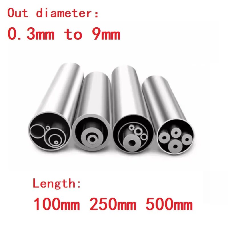 Капиллярная трубка из нержавеющей стали 304, диаметр 0.3-9 мм, длина 8x2.5mm, Length 250mm 1pc