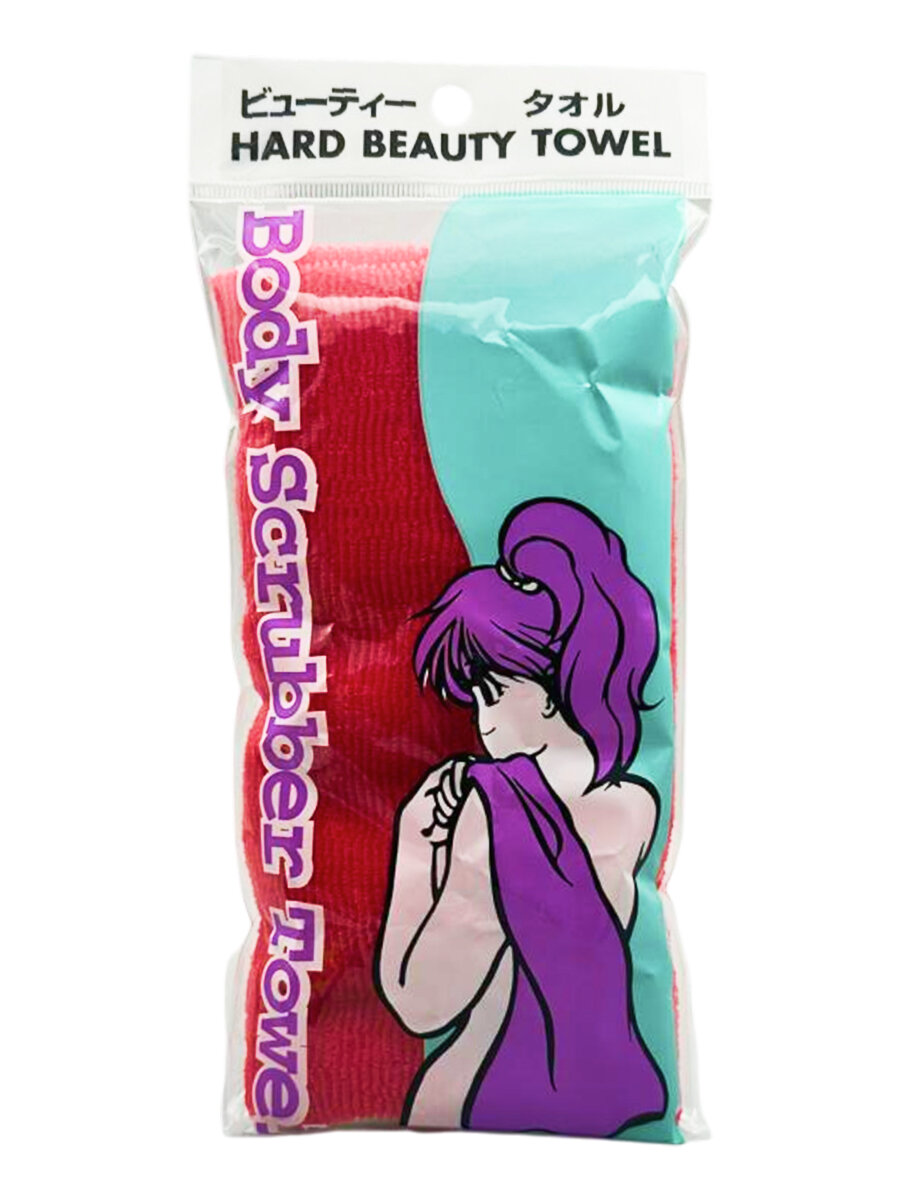 Bath Towel Мочалка-полотенце для душа с пилинг-эффектом / Nylon Long Exfoliating Towel, жесткая, красный
