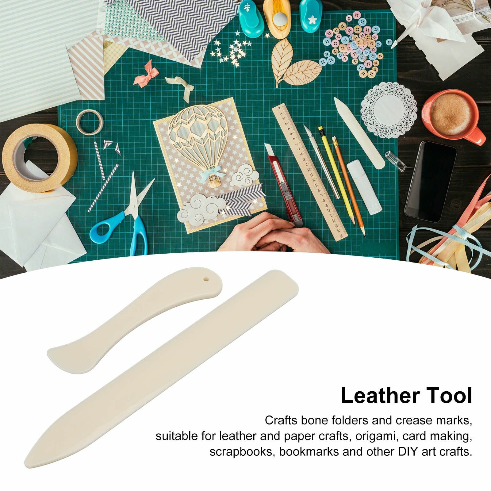 Набор для биговки и тиснения картона, 2 предмета пластик, пластиковые костяные ножи для скрапбукинга, кардмейкинга и аккуратных ровных сгибов