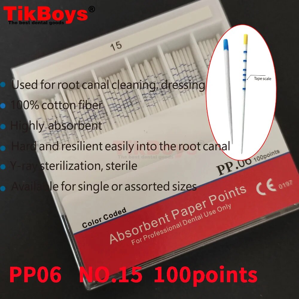 Бумажные точки для эндодонтии TikBoys PP06 NO.15 100шт
