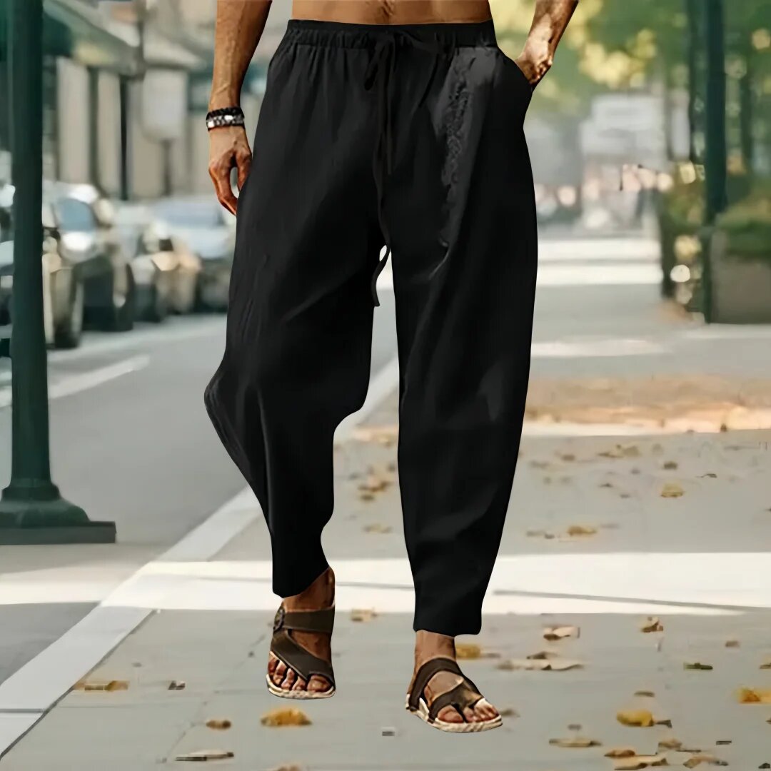 Мужские хлопковые льняные брюки M, Image color1