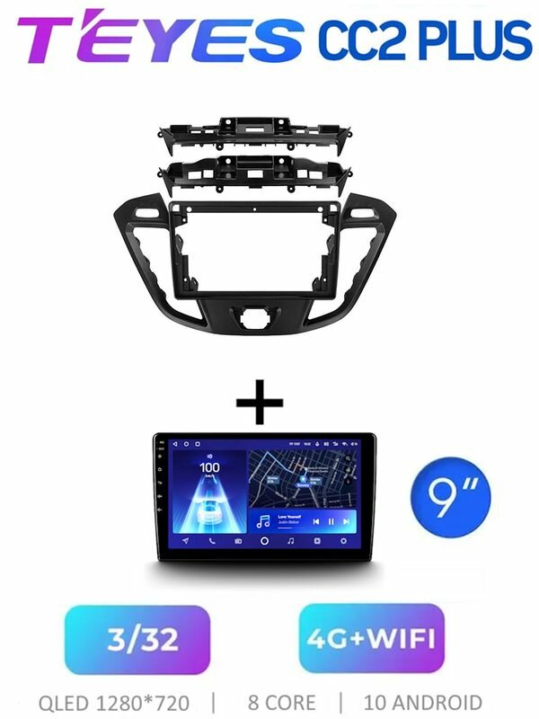 Магнитола 9" Teyes CC2 Plus 3/32 Gb для Ford Tourneo Custom 1 Transit 2012-2021 F1