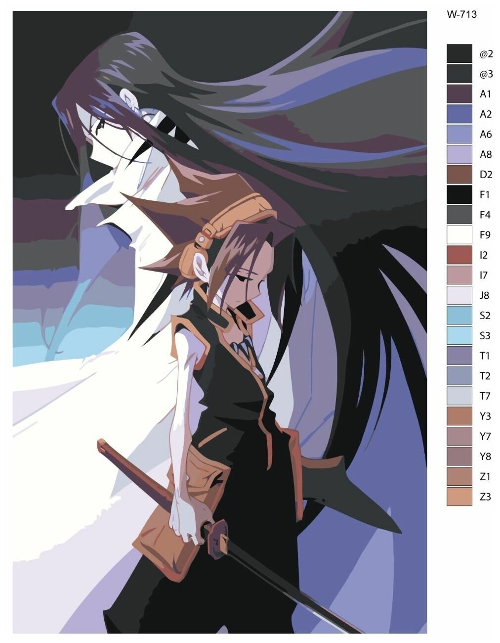 Картина по номерам W-713 "Аниме Шаман Кинг. Йо Асакура и Хао Асакура (Зик)" 50x70