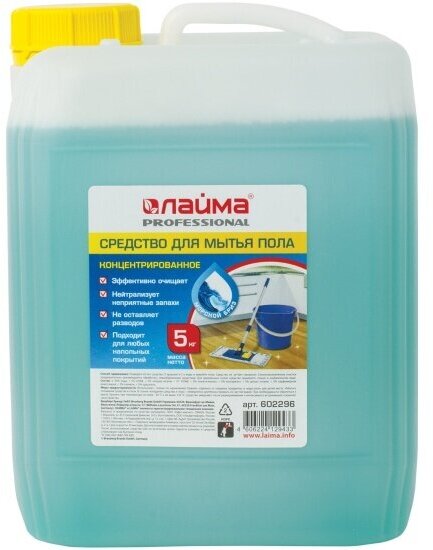 Средство для мытья пола Laima лайма PROFESSIONAL Морской бриз, концентрат, 5 л