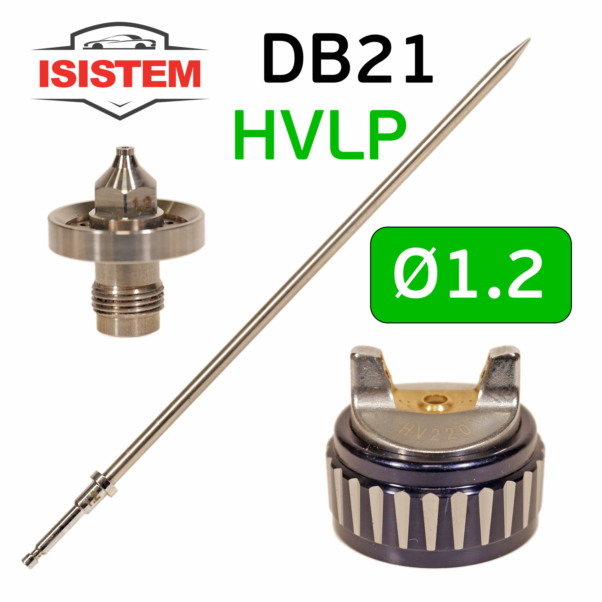 Ремкомплект iSpray DB21 HVLP (1,2мм) Isistem: сопло (дюза), воздушная голова, игла