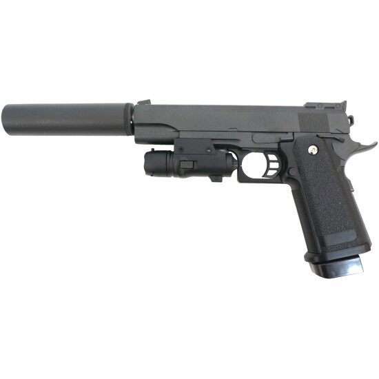Пистолет пневматический Galaxy Airsoft G.6A пружинный, кал. 6мм (Hi-Capa .45, глушитель)