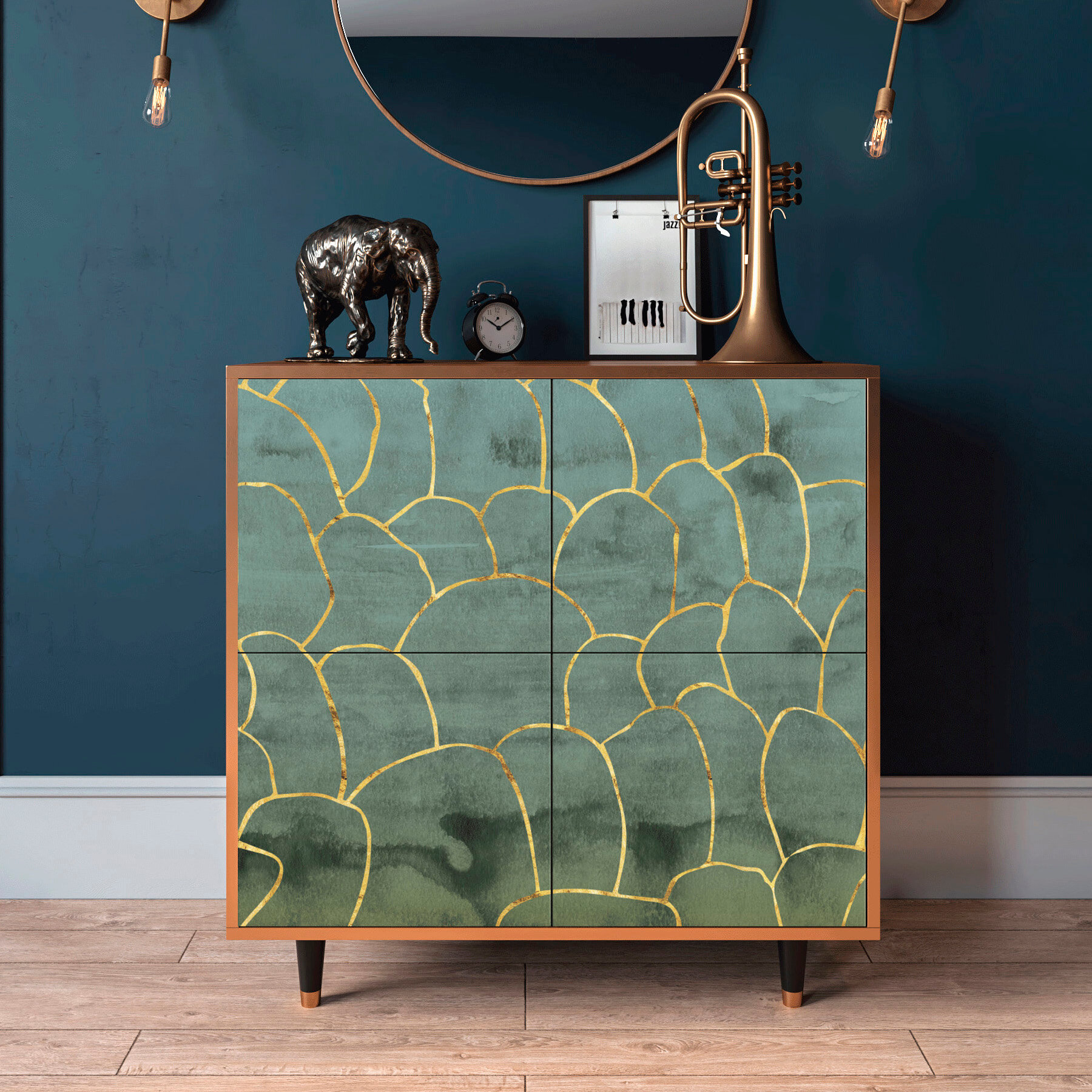 Комод - STORYZ - BS3 Magnificent Water Lily, Размер - 94 x 96 x 48 см, Цвет корпуса - Орех