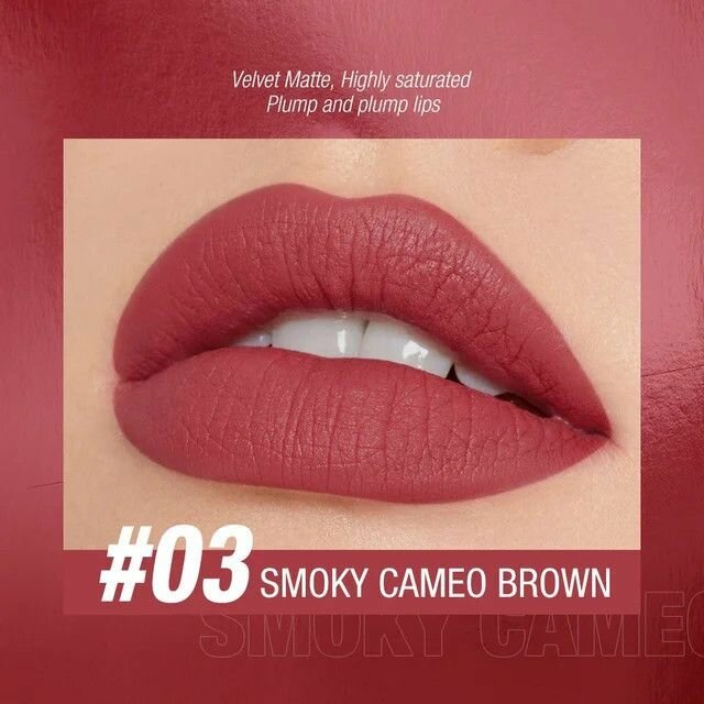 Тинт для губ O.TWO.O матовый водостойкий тон 03 Smoky Cameo Brown Дымчато-Карамельный Коричневый