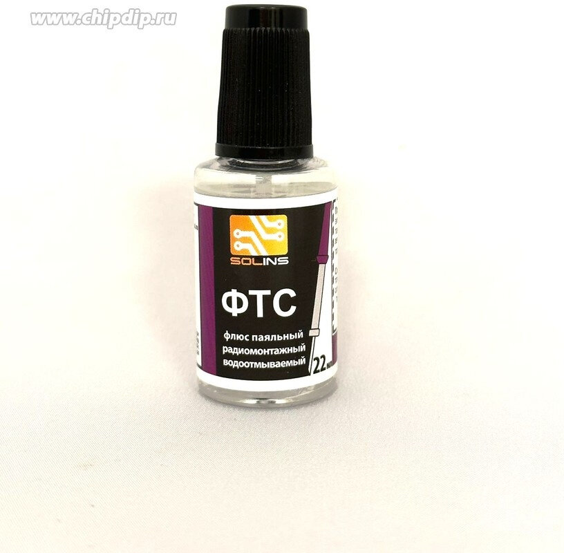 Флюс паяльный ФТС, Solins, 22 мл (флакон ПЭТ с кистью)