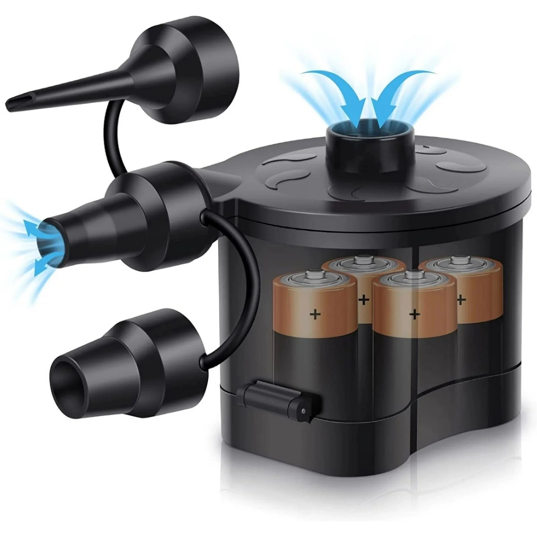 Электрический насос для надувного матраса на батарейках для надувных игрушек, быстрозаполняемый насос-дефлятор с 3 насадками