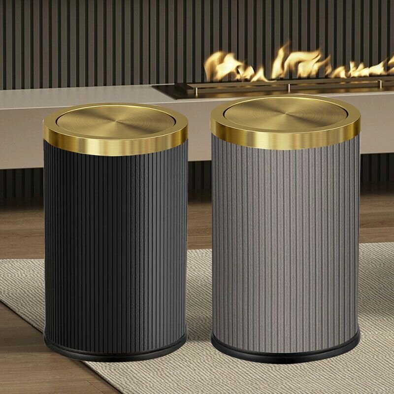 Металлические мусорные баки, с раскачивающимися крышками, мусорные баки 9L, завернутые в кожу