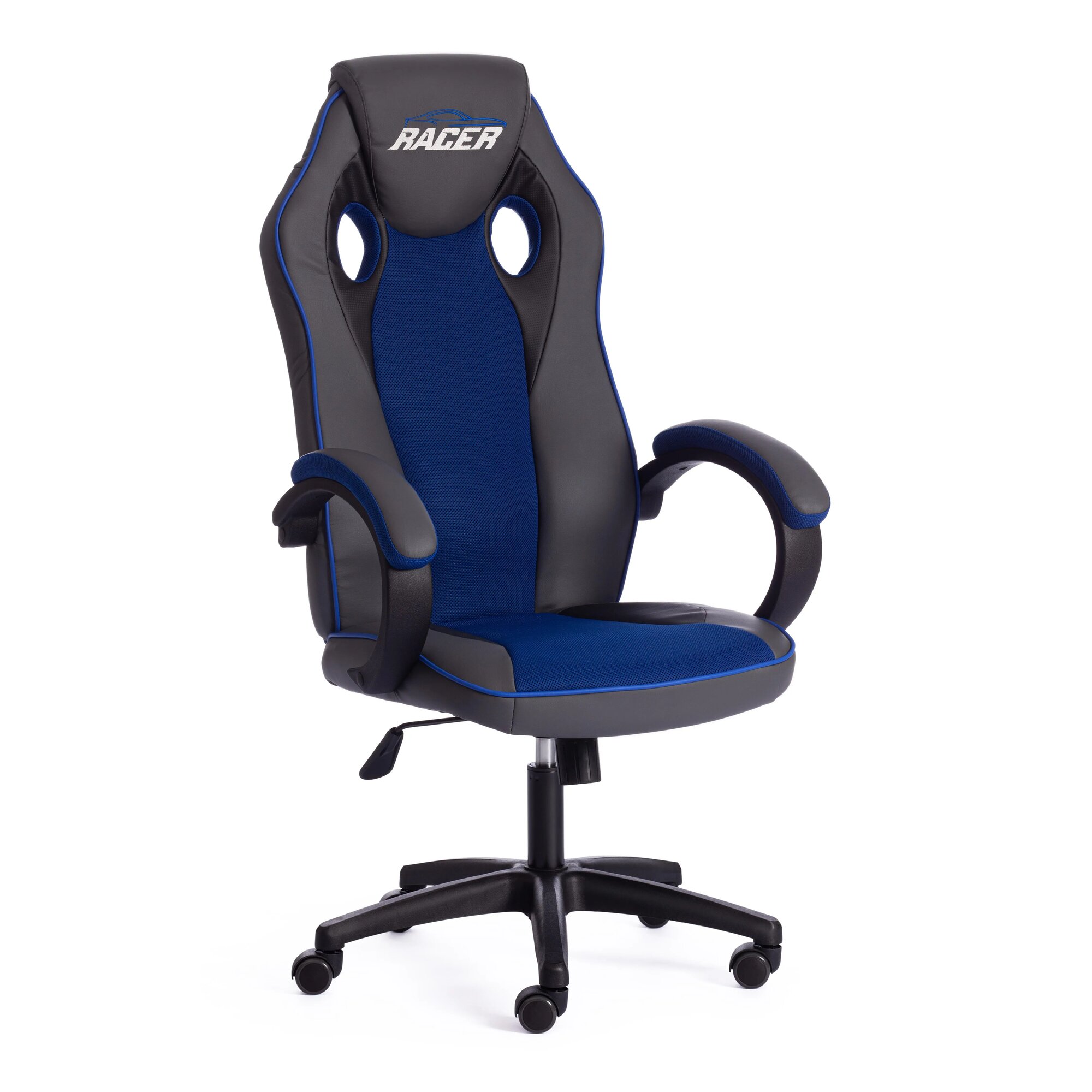 Кресло компьютерное TetChair Racer GT кож/зам/ткань, металлик/синий, 36/10 1887172605