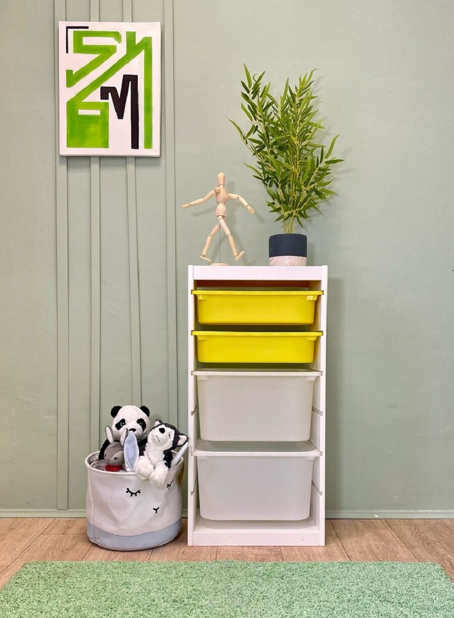 Стеллаж для игрушек с ящиками Труфаст SkandiMark вертикальный, белый