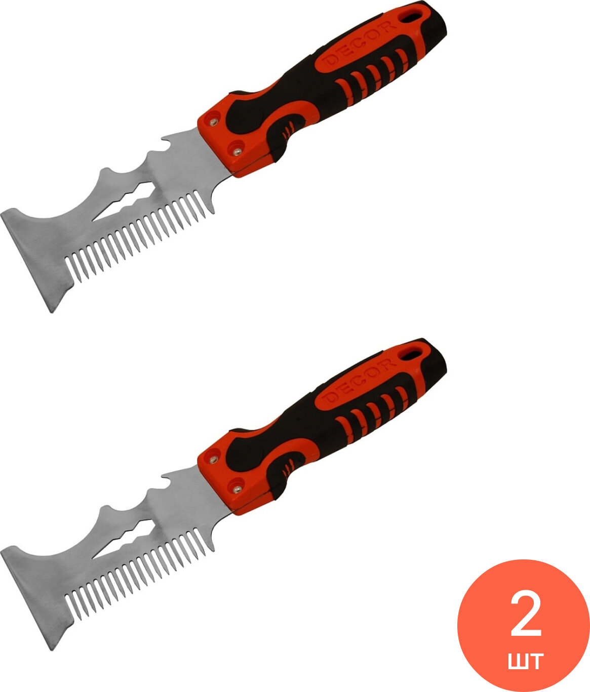 Шпатель строительный DECOR / Декор скребок многофункциональный, из нержавеющей стали, 170мм / малярные и отделочные инструменты (комплект из 2 шт)