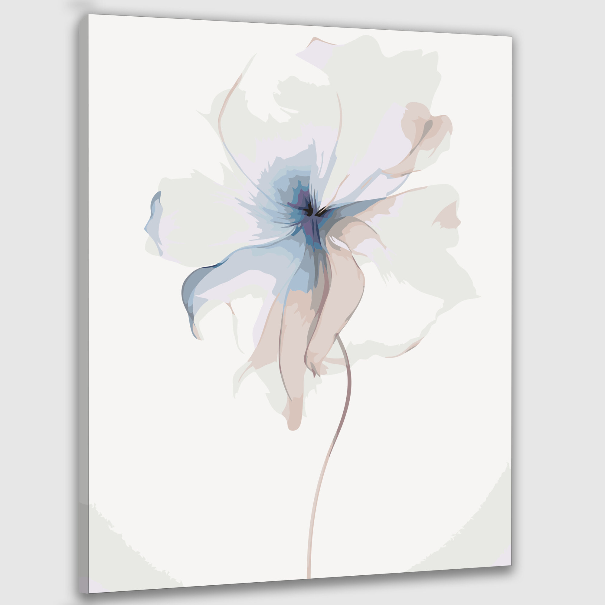 Картина по номерам 40x50 см, Минимализм, цифровое искусство, нежный цветок, пастельные тона, чистый белый фон
