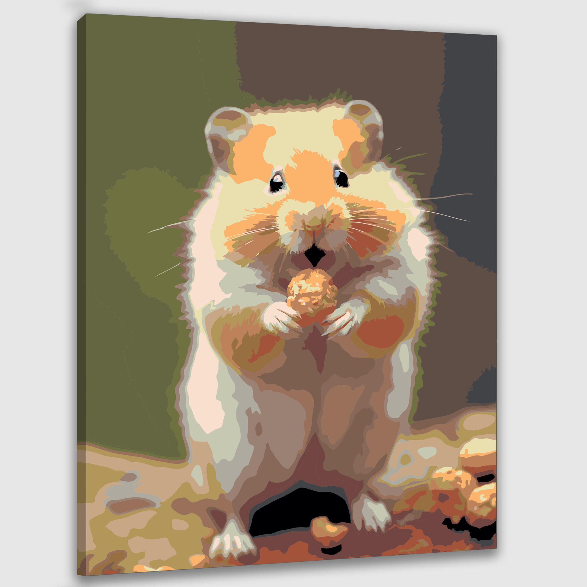 Картина по номерам 40x50 см, хомяк, крупный план, лакомство, лапки, еда, восторг, удовлетворенность, мордочка