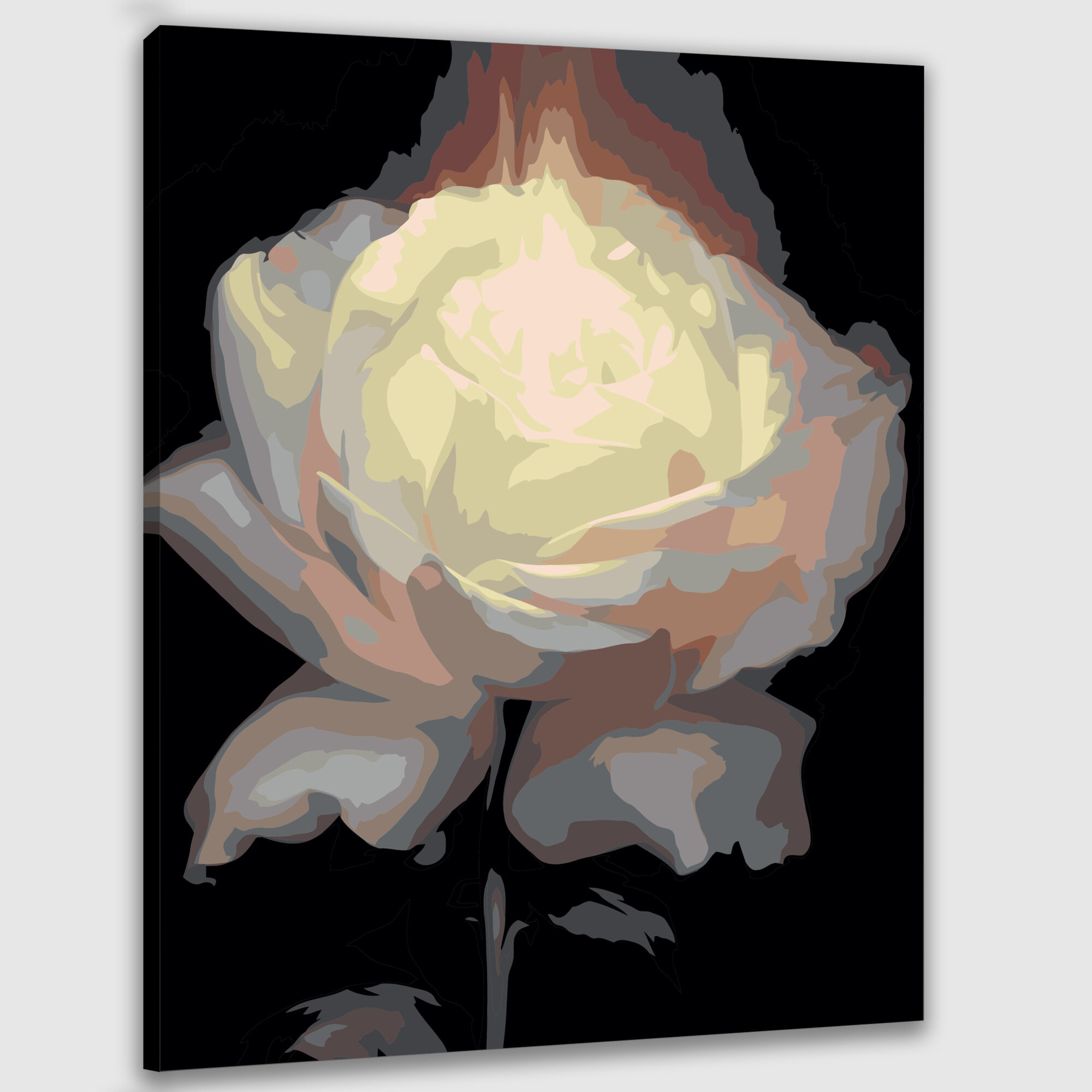 Картина по номерам 40x50 см, картина, масло, белая роза, лепестки, свечи, свет, сияние, настроение, безмятежное