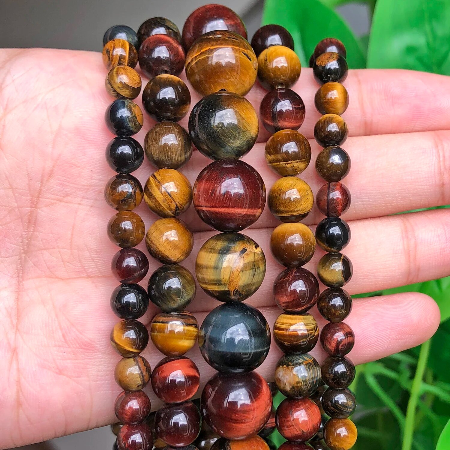 TANANTA бусины из натурального камня 4/6/8/10 мм 6mm about61pcs, Multicolor Tiger Eye