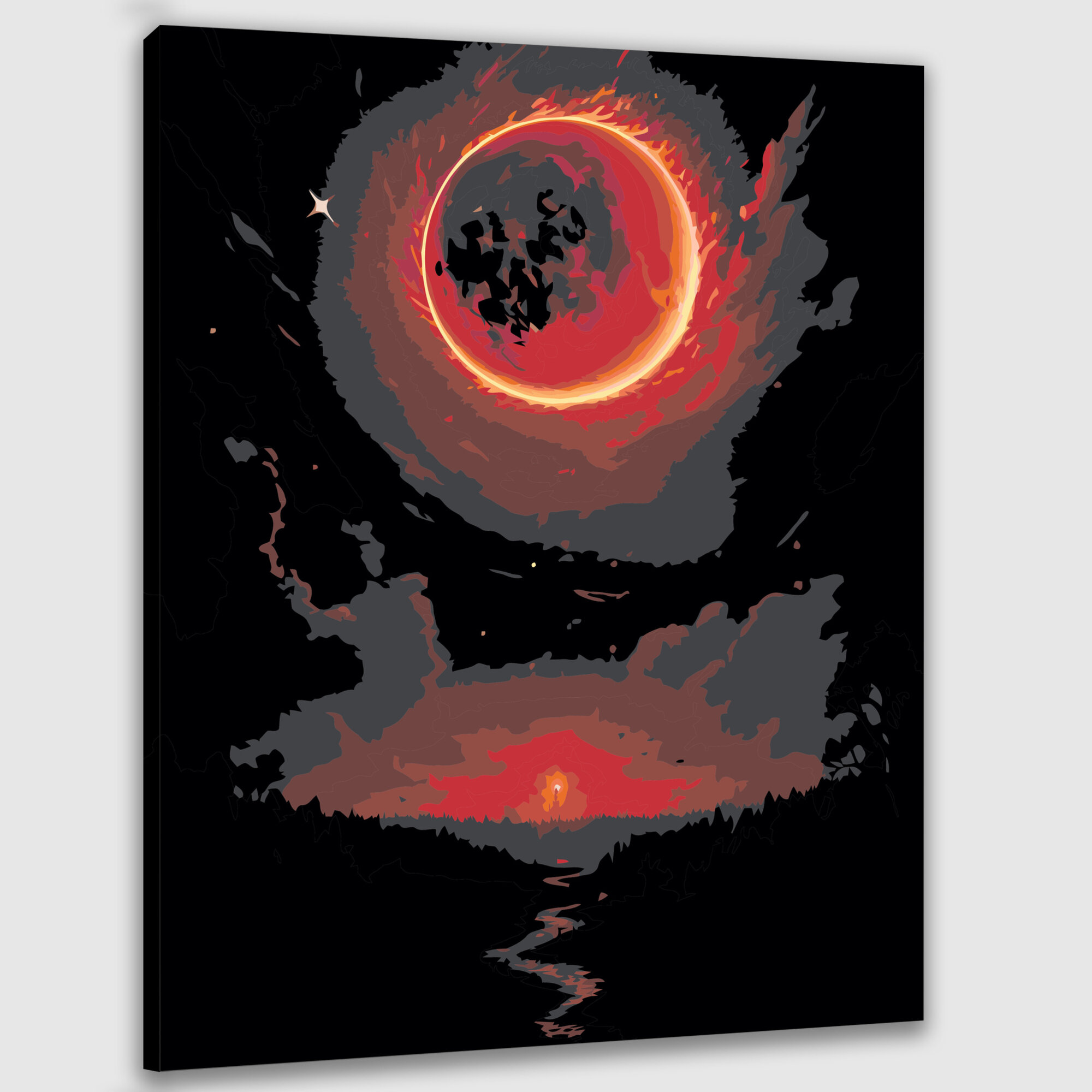Картина по номерам 40x50 см, лунное затмение, Луна, тень Земли, красный оттенок, звездное ночное небо