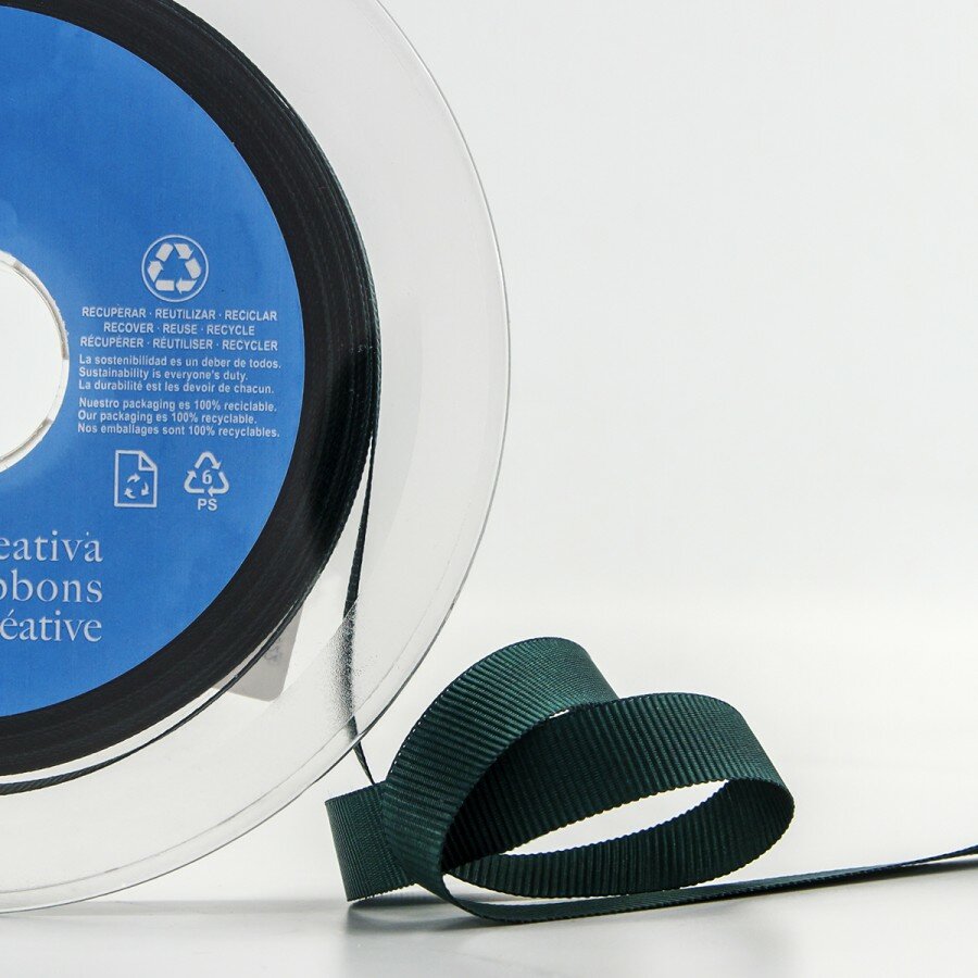 Лента репсовая SAFISA, 10 мм, 25 м, цвет 43 зеленый темный