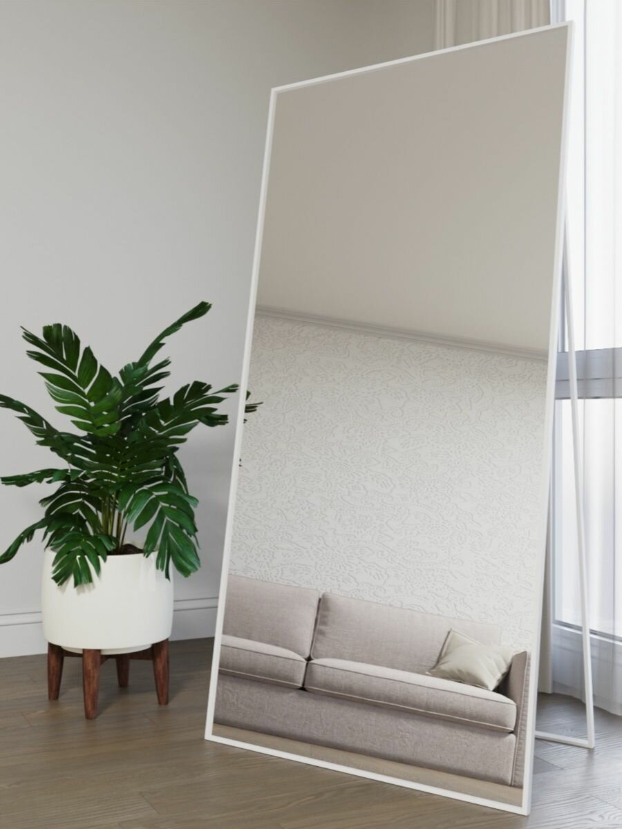 Зеркало настенное 170х80 см. BLX MIRROR интерьерное в алюминиевой раме напольное, Белое