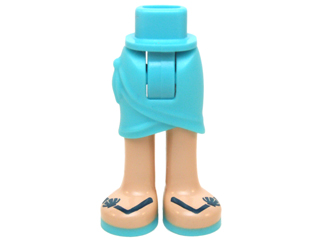 Mini Doll Hips and Skirt Wrap with Light Nougat Legs and Sandals with Medium Azure Soles and Dark Blue Straps with Scallop Shells Pattern - Thick Hinge, 11244c00pb01 Medium Azure U