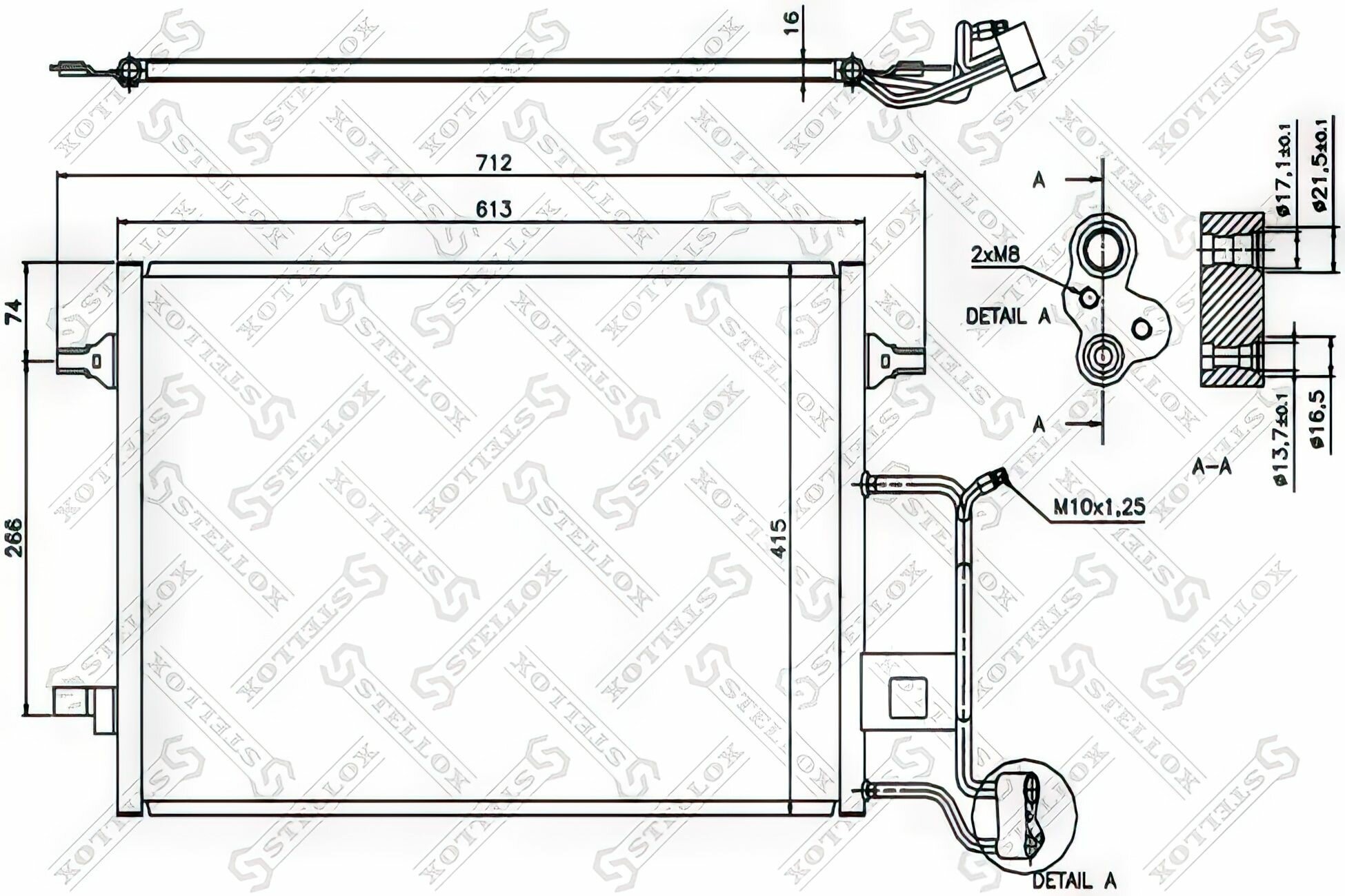Радиатор кондиционера для Ауди A4 B5, Фольксваген Пассат B5 10-45180-SX STELLOX