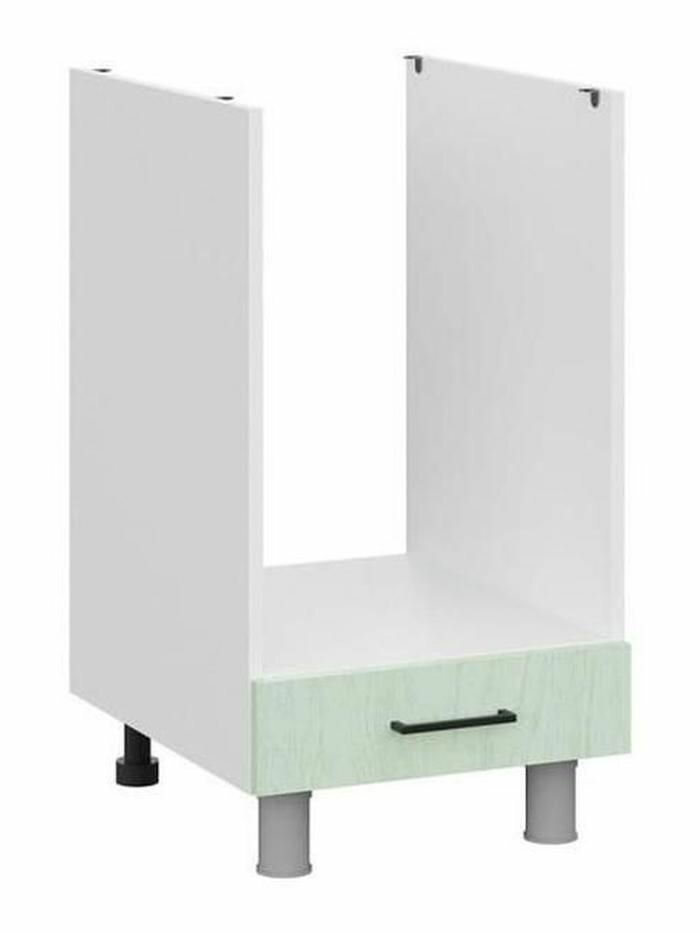 Кухонный модуль напольный, стол под духовку Шервуд с ящиками, 45х53.8х82.4 см, Белый / Шато мята