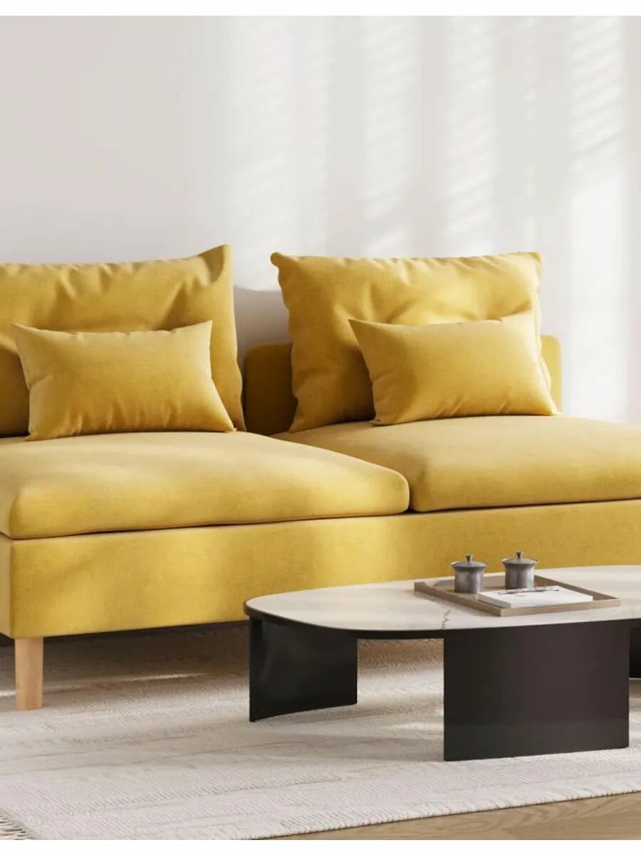 Диван прямой Армана нераскладной, плоские пружины змейка, на ножках, 188х99.5х74 см, Желтый, велюр