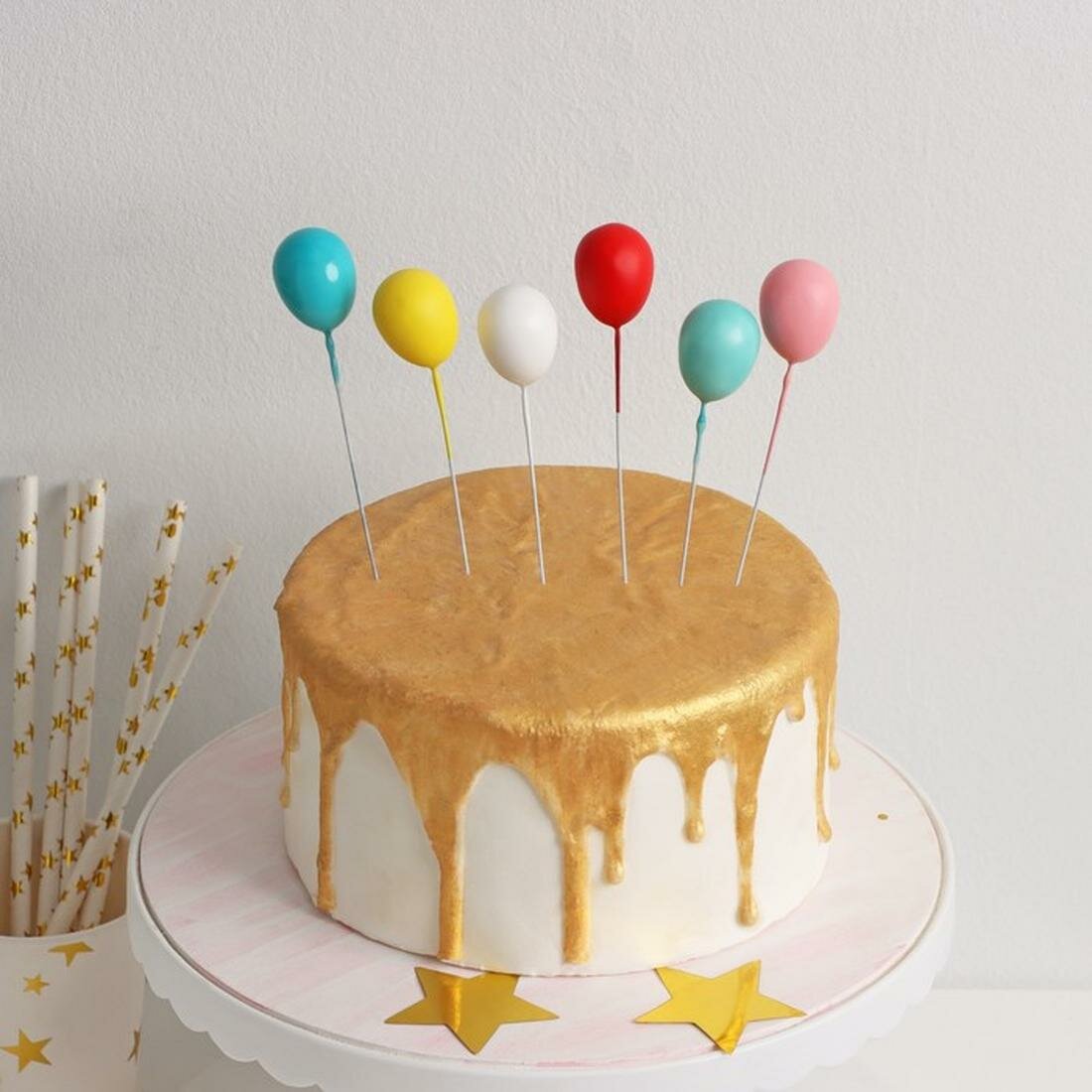 Топпер для торта SKYPHOS «Шарики», 6 шт, 8,8 см, пластик, микс