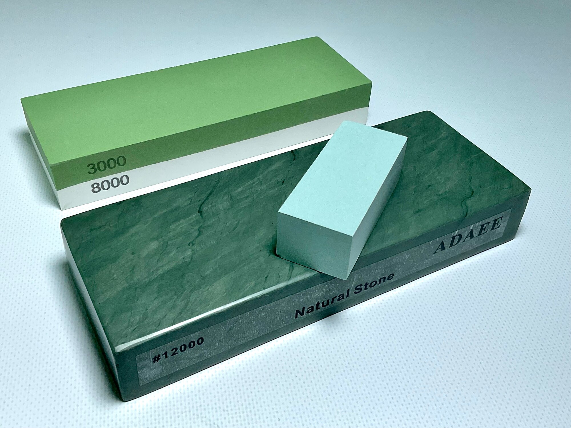 Премиальный набор точильных водных камней: 3000/8000 грит + 12000 грит + слурик .