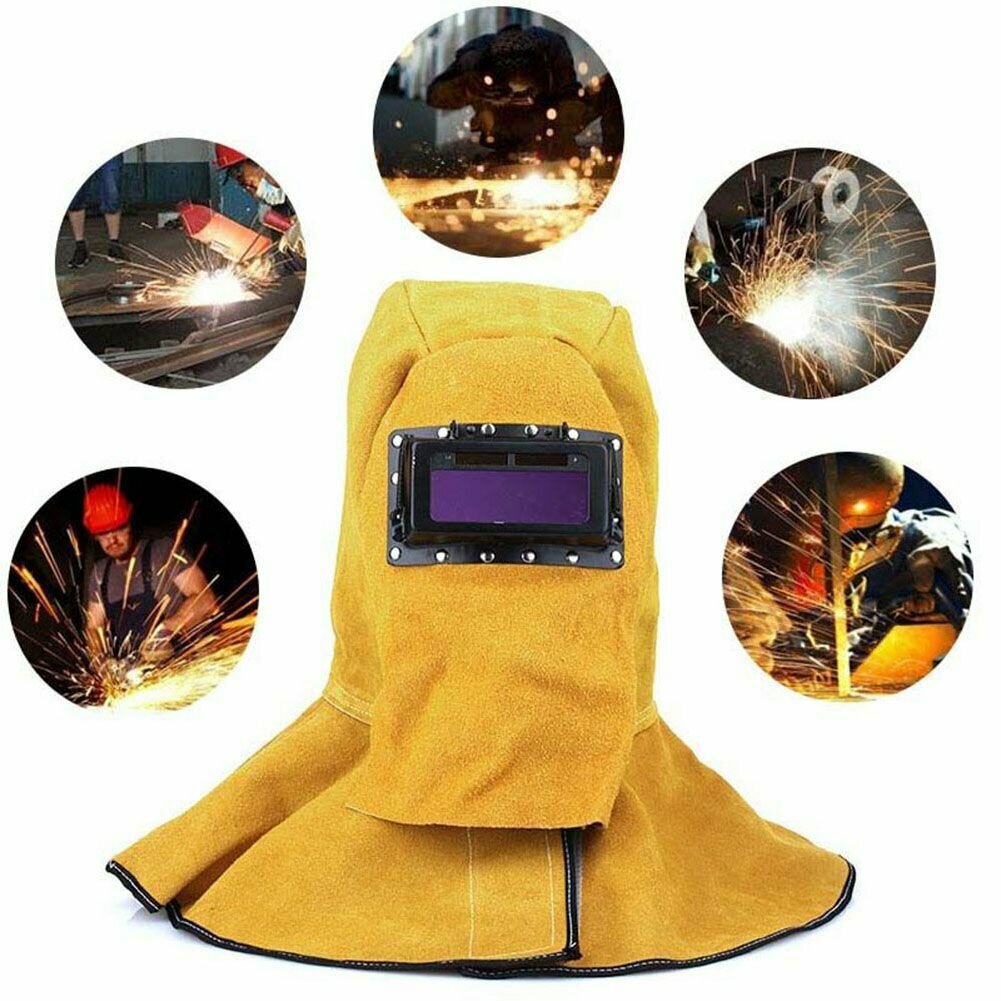 Сварочная маска из воловьей кожи, шлем для высокотемпературной сварки, желтый