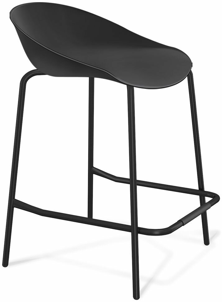 Полубарный стул для кухни, табурет пластиковый на металлокаркасе, черный, SHT-ST19/S29-1