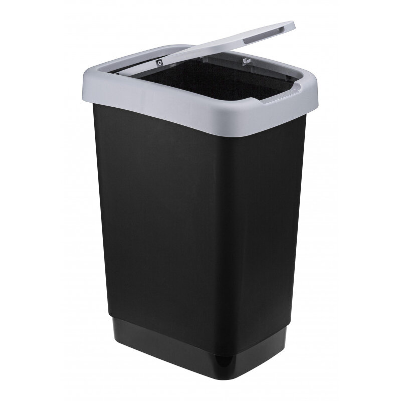 Ведро для мусора Idea Twin 25 л пластик черное/серое (26x33x47 см)