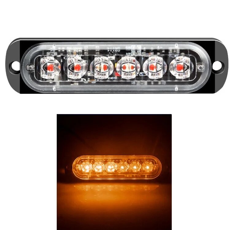 Водонепроницаемый 6 светодиодов автомобильный стробоскоп фиксированный amber, fixed mode