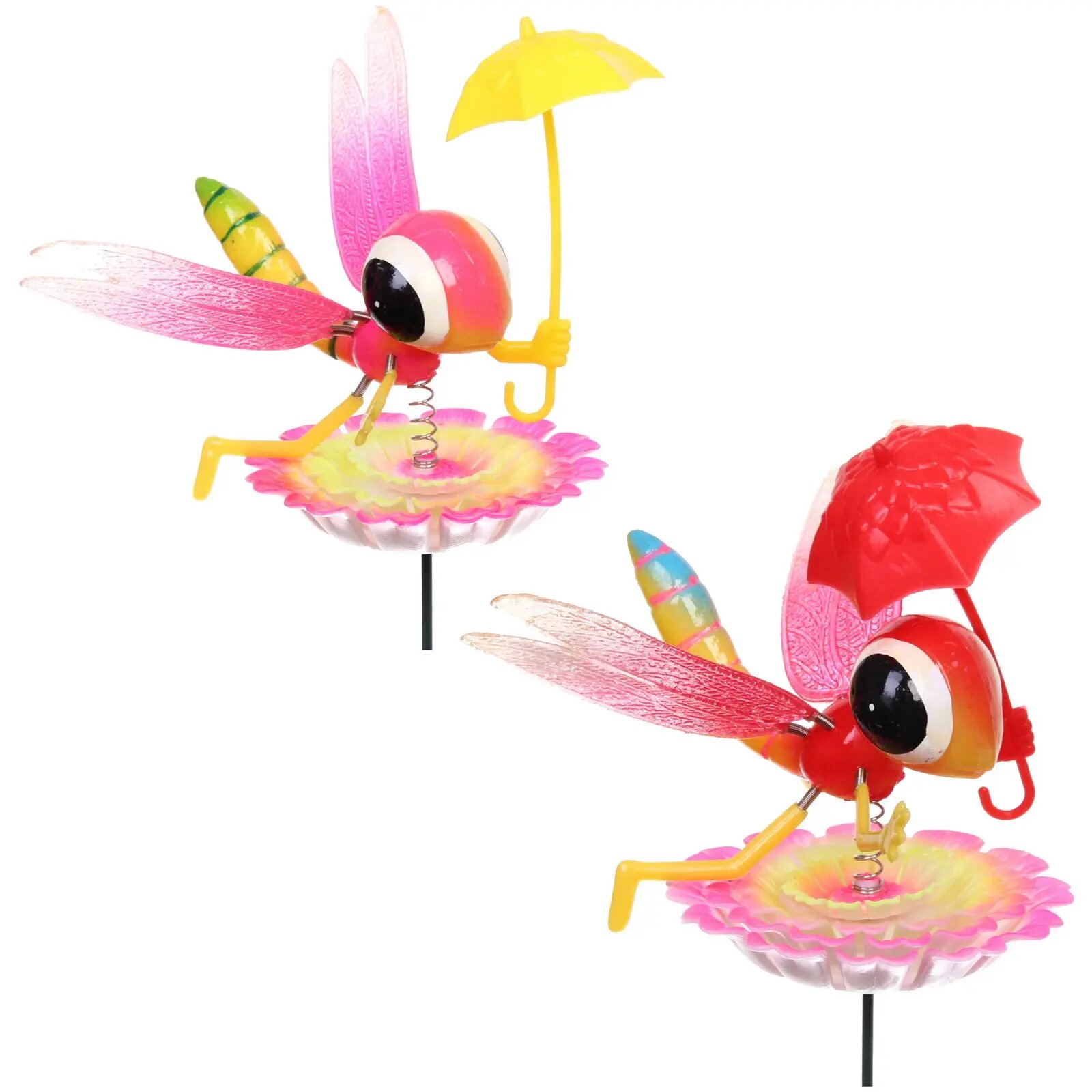 Фигура на спице «Стрекоза на цветке» 60 см, яркий декор для сада