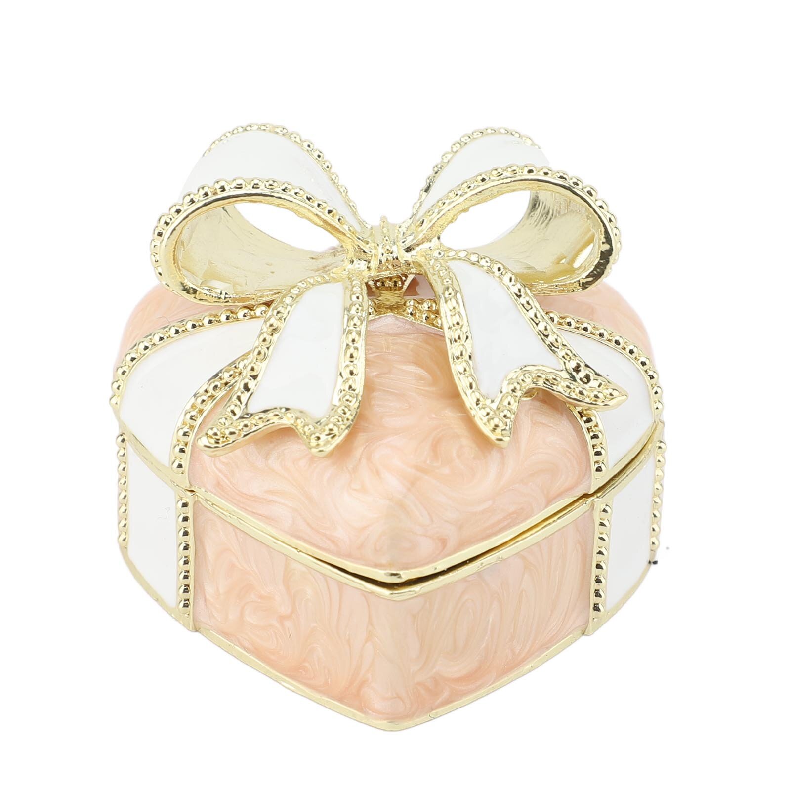 Шкатулка для украшений в форме сердца и бантика, винтажный эмалированный органайзер, декоративное украшение, подарок ручной работы, розовый.