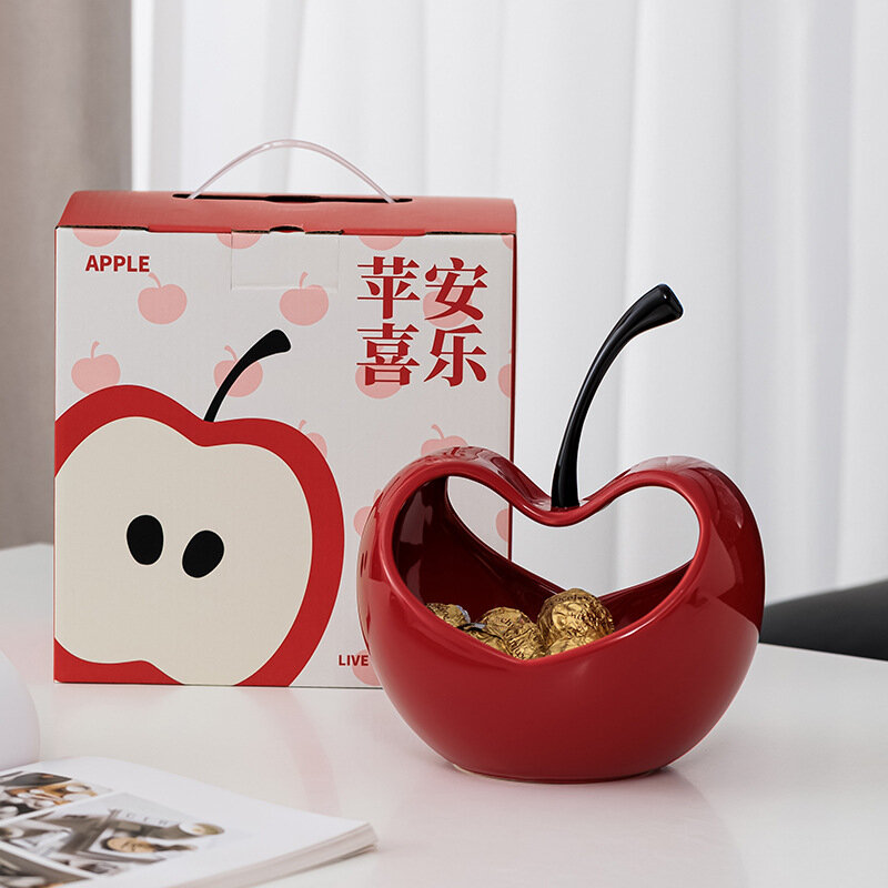 Керамическая тарелка с фруктами Love apple, бытовая высококачественная корзина с фруктами для закусок 17.5 см, 1 шт