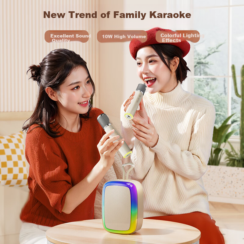 Good Shepherd K Song Microphone Speaker Integrated with Sound Card Home KTV Set Wireless Bluetooth Speaker Singing Artifact Integrated Children's Entertainment Karaoke Outdoor Home Use