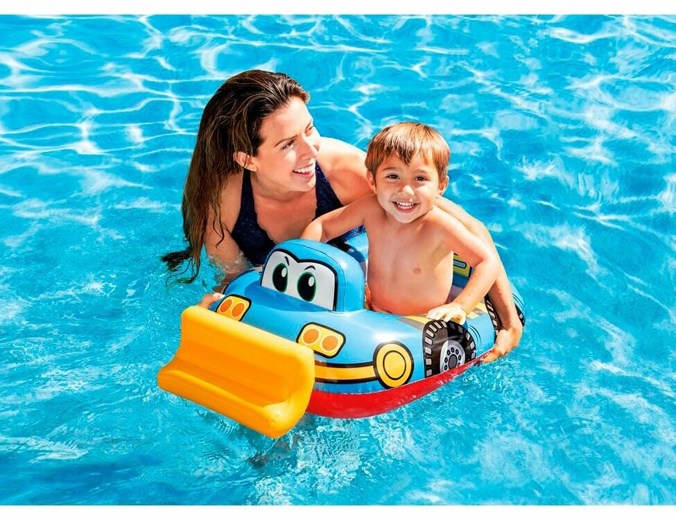 Надувной круг-ходунки Бульдозер с трусами, 84х58 см, от 1 до 2 лет, 59586-бульдозер