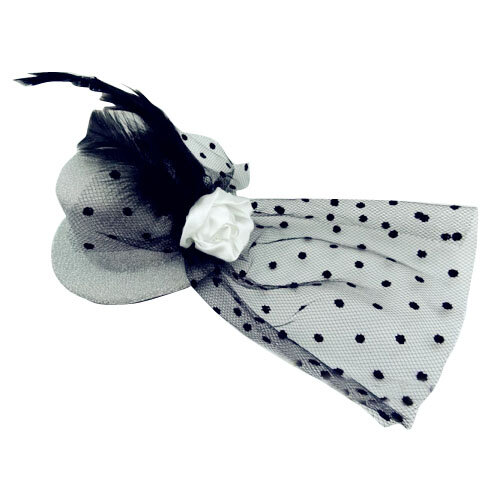 Милая роза хвост марлевые перья мини-шляпка клипса украшение для волос парик аксессуар - светло-голубой