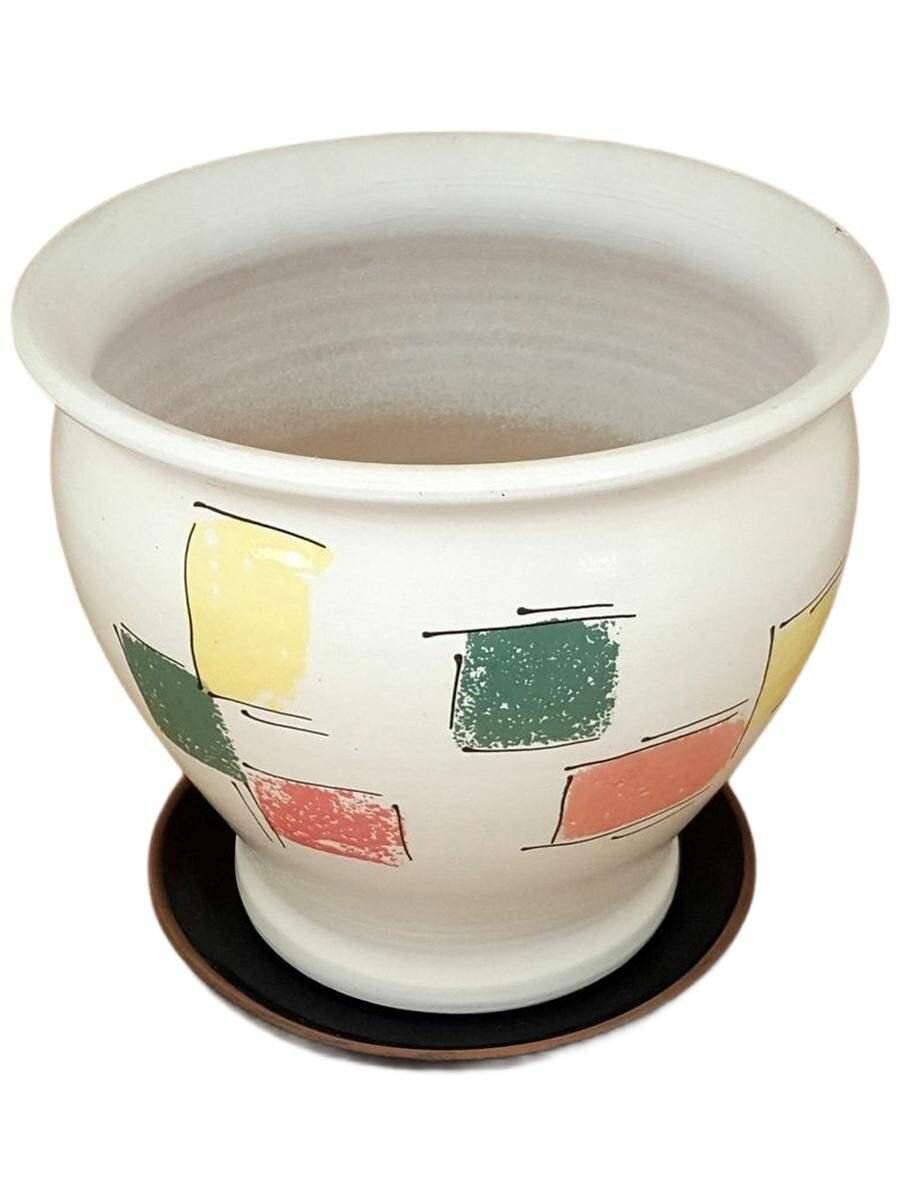 Цветочный горшок "Подорожник" 3,5 л. квадраты, глина, керамика. Тарусская керамика