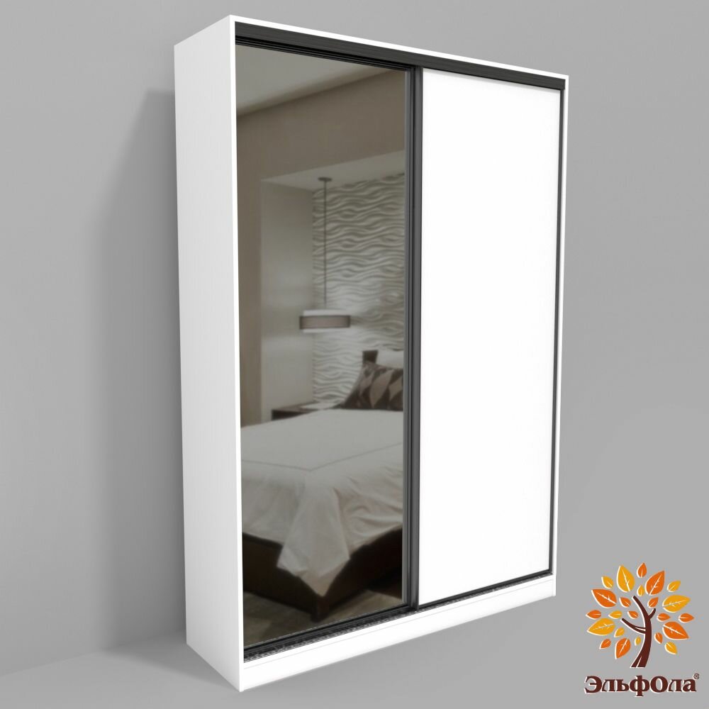 Шкаф-купе ЭльфОла "Гранд" 110*60*240 см, белый, профиль черный