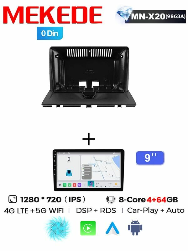 Магнитола 9" Mekede MN X20 Pro 4/64 Gb Peugeot Expert 2 G9 2007-2017 0 din carplay