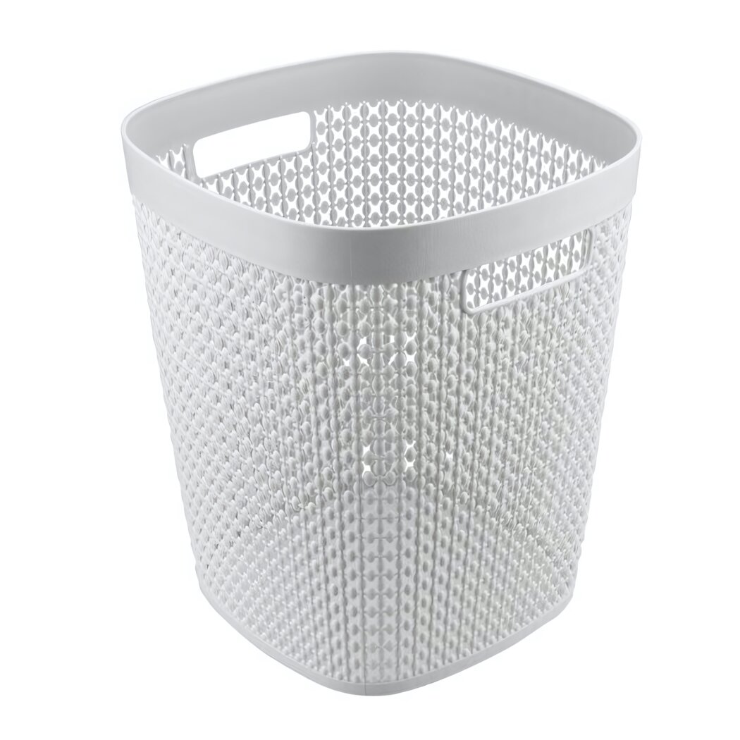 Корзина для бумаг «пирула», 10л, пластик, цвет латте, жемчужное плетение, ручки