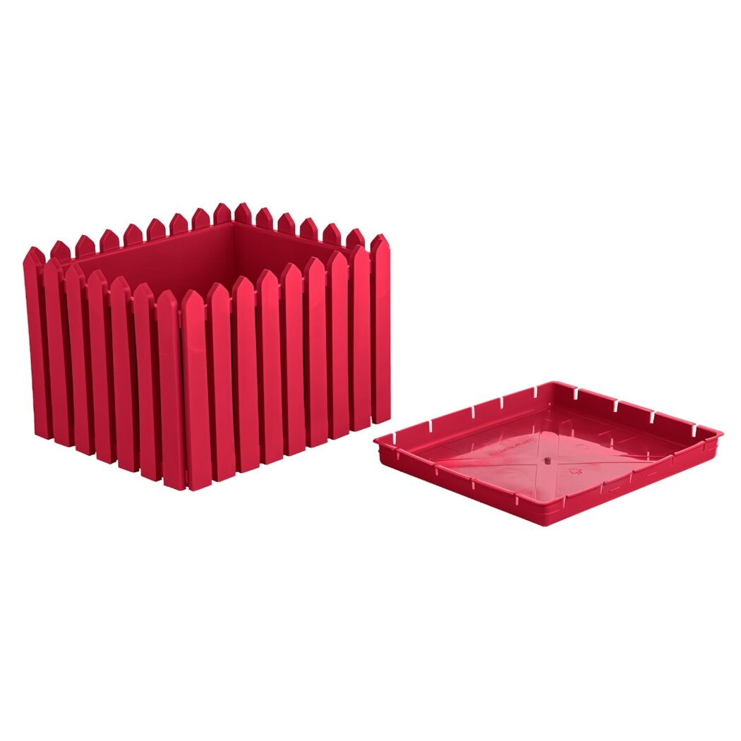 Кашпо квадратное "Лардо" 41х41х27см, ярко-красное, с поддоном, стильный декор для дома и сада